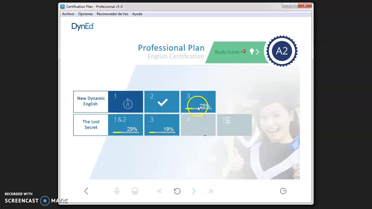 Como verificar el progreso y forma de estudio en DynEd - YouTube