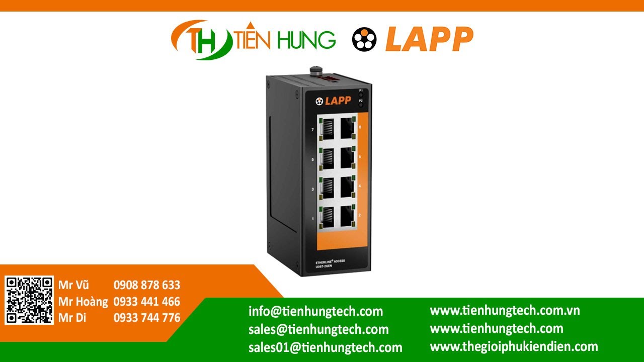 JJ-LAPP - BỘ CHIA MẠNG 8 CỔNG JJ-LAPP RJ45 U08T-2GEN – 21700124 ...