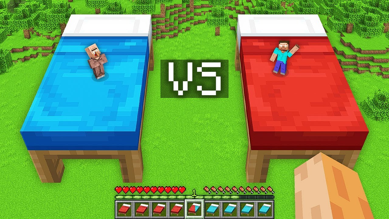 I look this VILLAGER TALLEST BED VS HEROBRINE BIGGEST BED Battle in ...