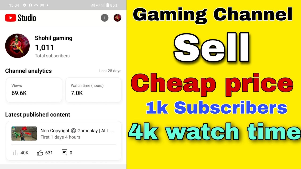 New Gaming Youtube channel sell | how to buy youtube channel ...
