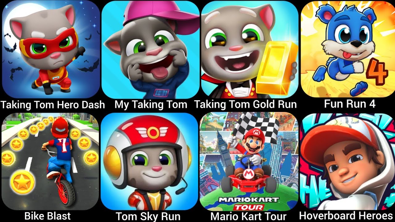 Talking Tom,Mario Kart Tour,Bike Blast,Tom Sky Run,Talking Tom Hero ...