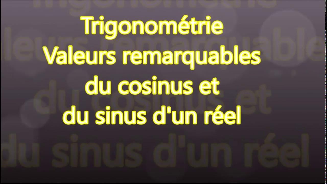 Première spécialité maths-Trigonométrie- Valeurs remarquables des ...