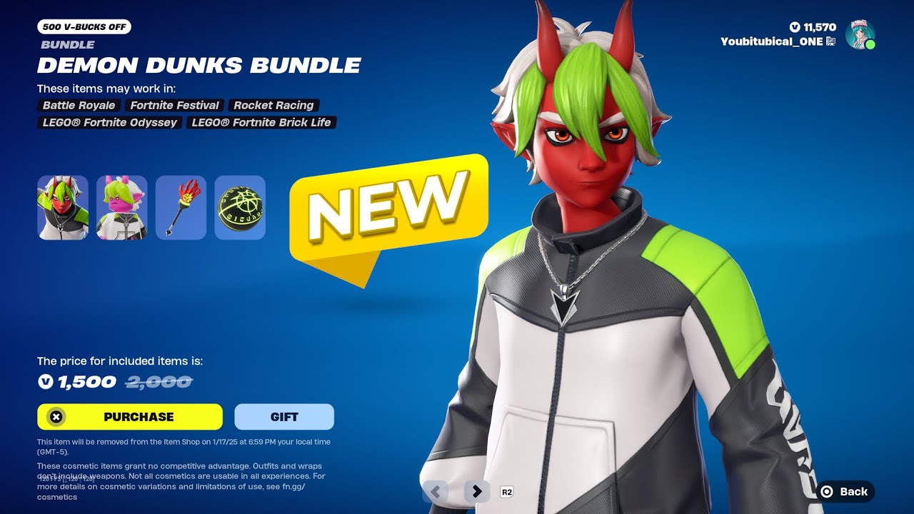 *NEW* DEMON DUNKS BUNDLE ! January 14th , 2025 Fortnite ItemShop ...