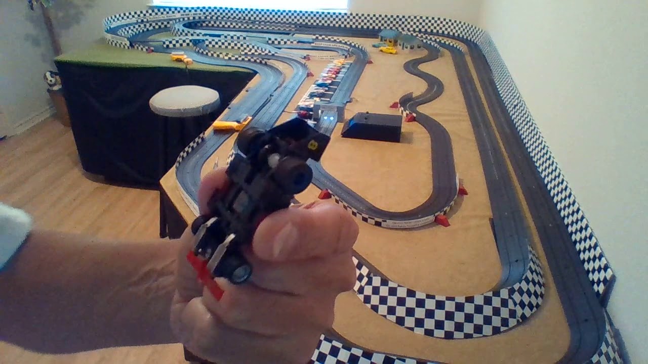 Slot car race track - some fast cars with hop-ups Tyco and Life Like ...