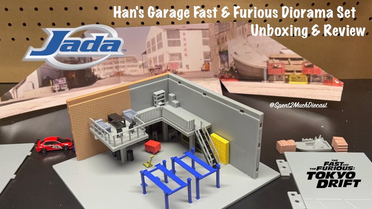 Fast & Furious Han's Garage Diorama Jada Nano Scene Mitsubishi Lancer ...
