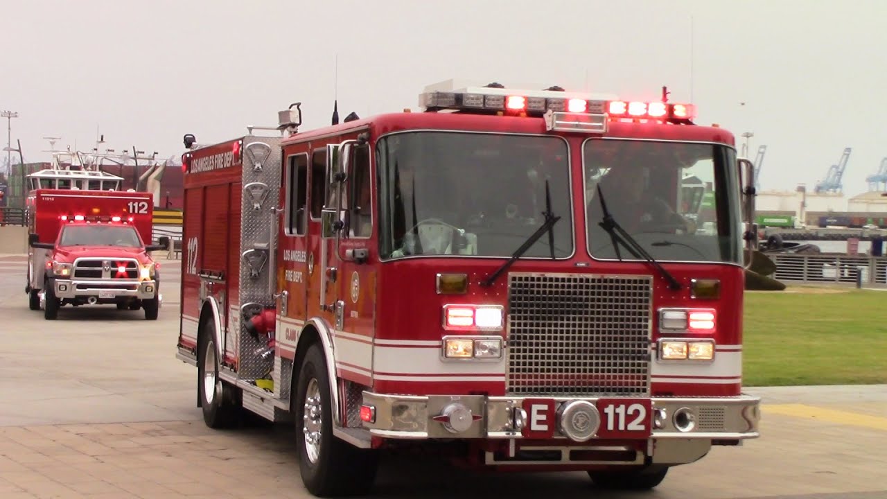 LAFD Engine 112 & Rescue 112 Responding - YouTube