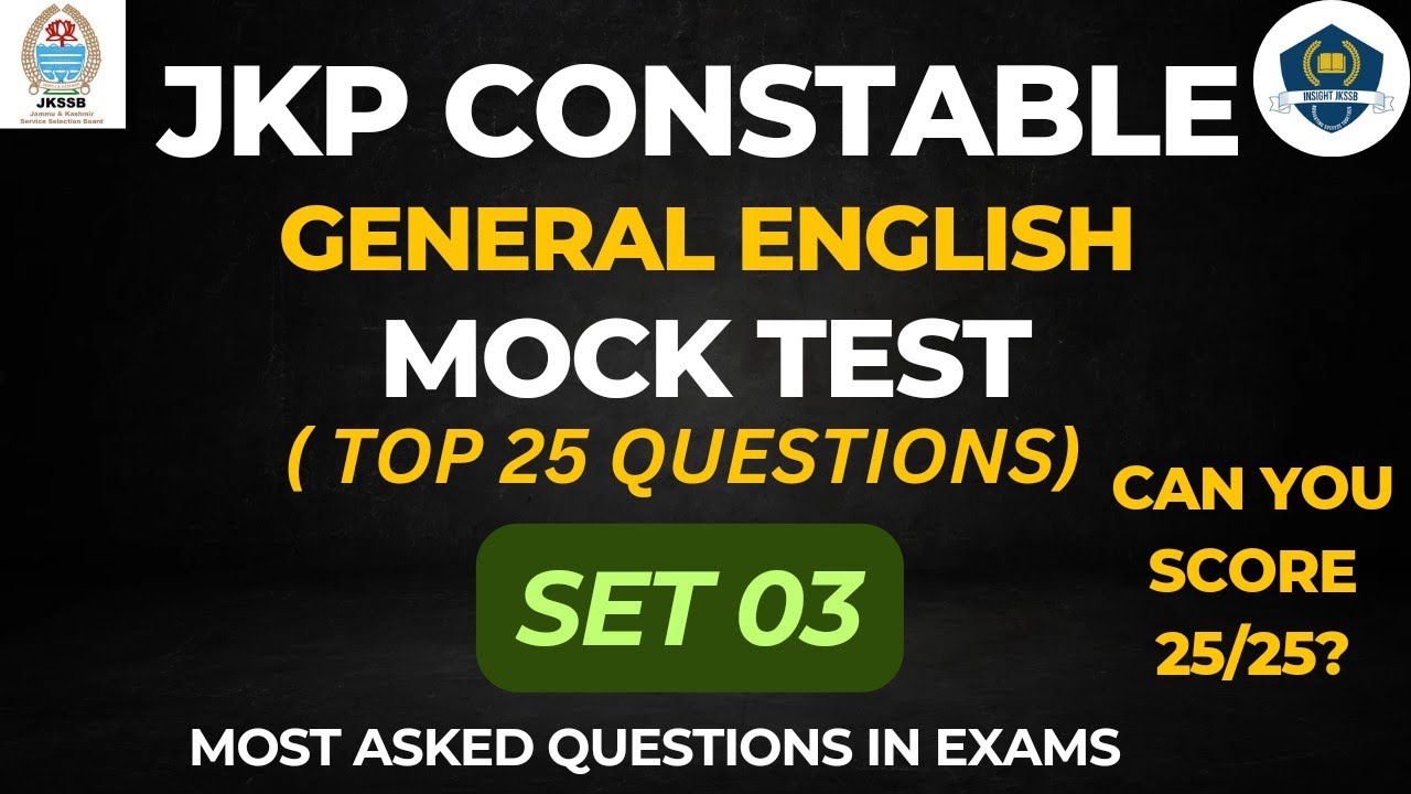 MOCK TEST -05 | GENERAL ENGLISH| JKP CONSTABLE - YouTube