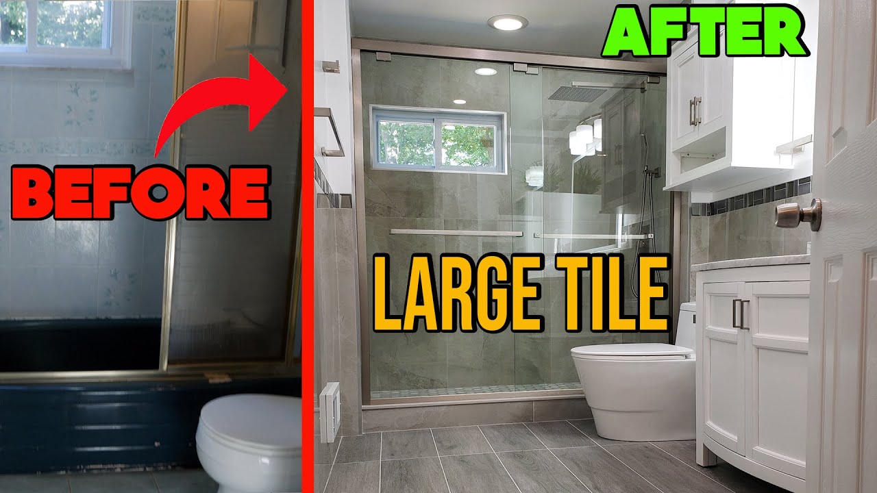 REMODEL IDEA FOR LARGE TILE BATHROOM FULL RENOVATION - YouTube