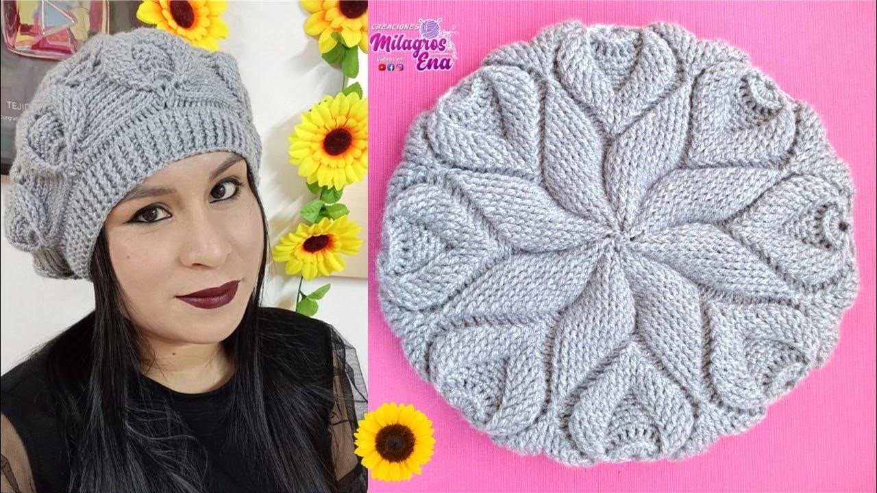 Como tejer la Boina N° 40 a crochet para mujer en punto hojas y estrella en relives paso a paso ...