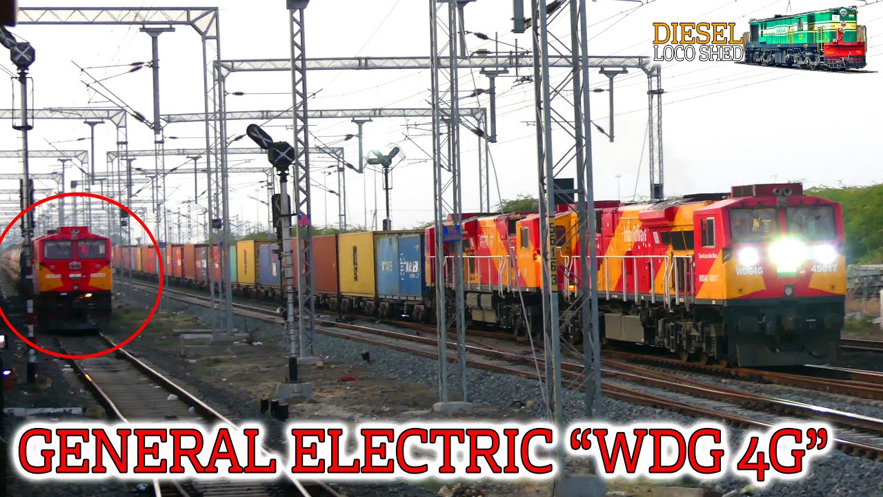 DOUBLE WDG 4G !! GENERAL ELECTRIC Locomotive !! CONTAINER Goods | VIRAMGAM Jn. | Indian Railways ...