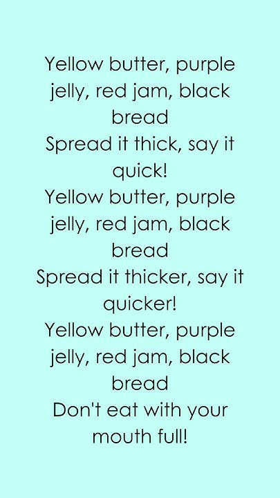 #107 | Yellow butter, purple jelly, red jam, black bread # ...