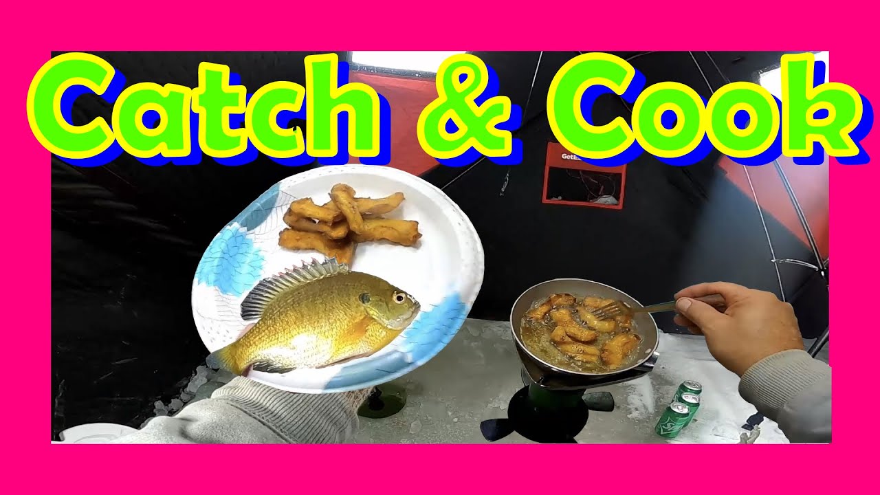 First Time Cooking Bluegill on the Ice!! ( Catch & Cook ) - YouTube