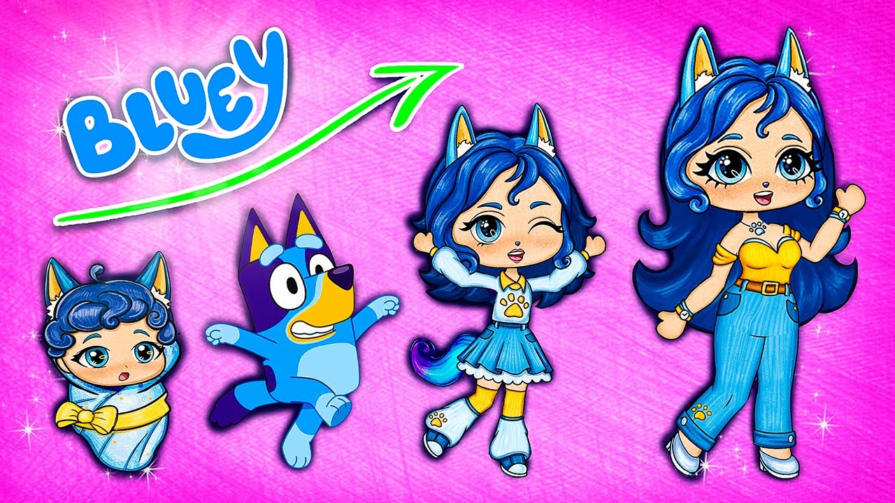 Bluey Growing Up! Paper Dolls DIY - YouTube