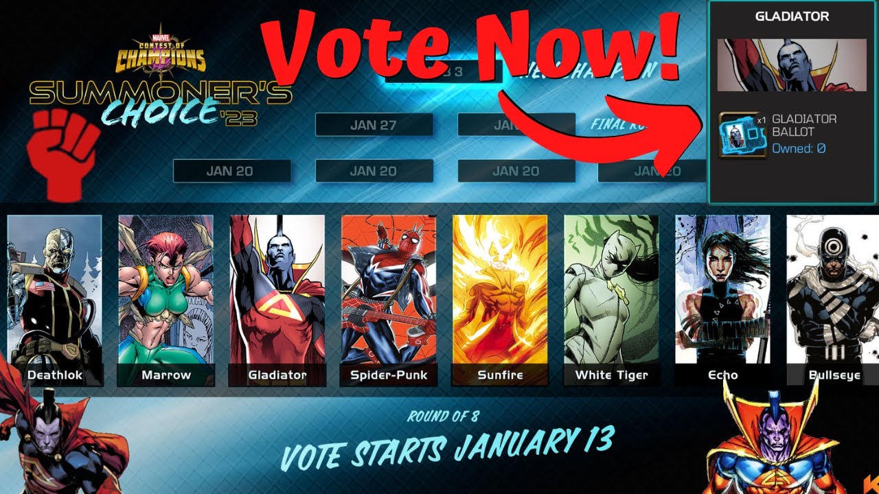 Summoner Choice 2023 Vote Now! Gladiator Hypee! Skill? Cosmic? - Marvel ...