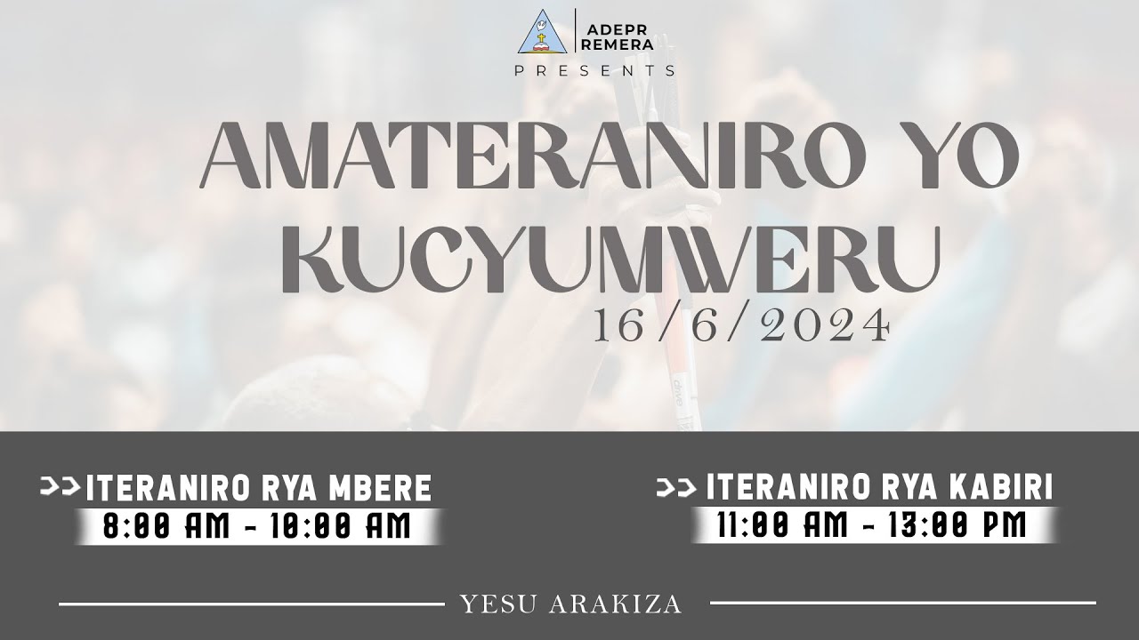 LIVE: ITERANIRO RYA MBERE //16//06/2024 // ADEPR REMERA - YouTube