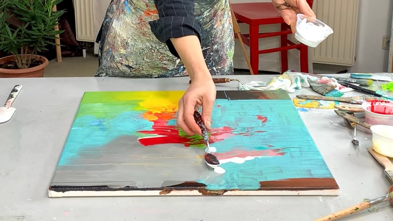 Abstrakte Malerei - Pastos und fliessend Techniken - Easy - Acryl Step ...