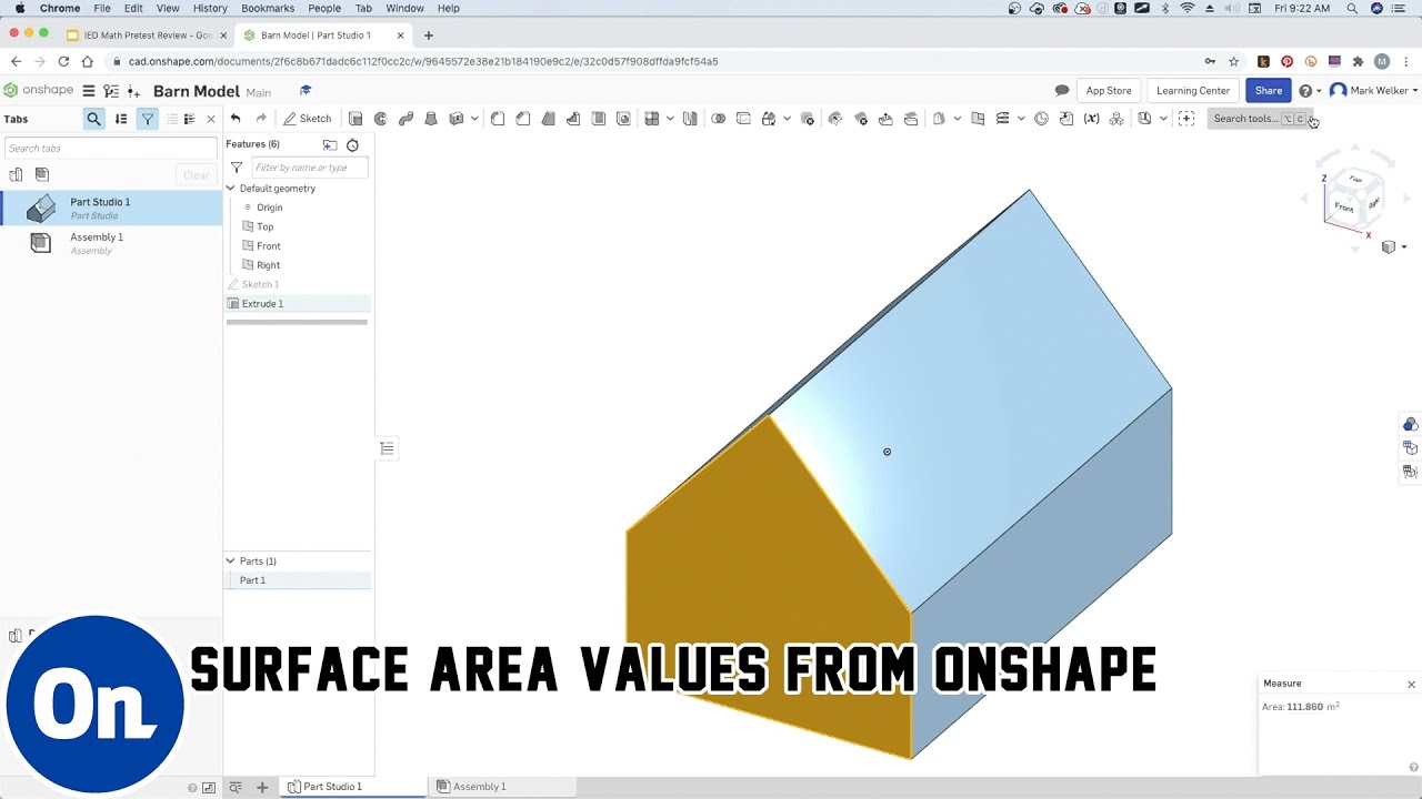 Surface Area Values From OnShape - YouTube