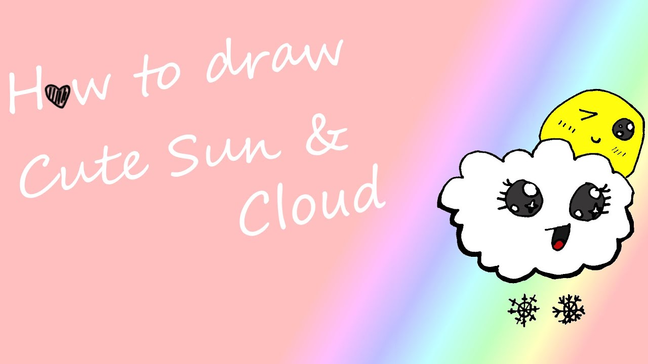 How to draw Anime Cute Sun and Cloud - YouTube