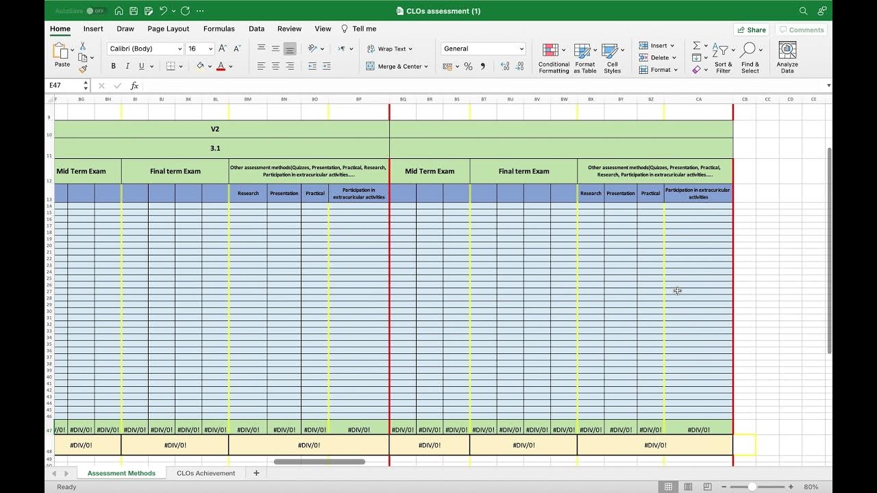 Direct Measurement of Course Learning Outcomes CLOs by the use of excel ...