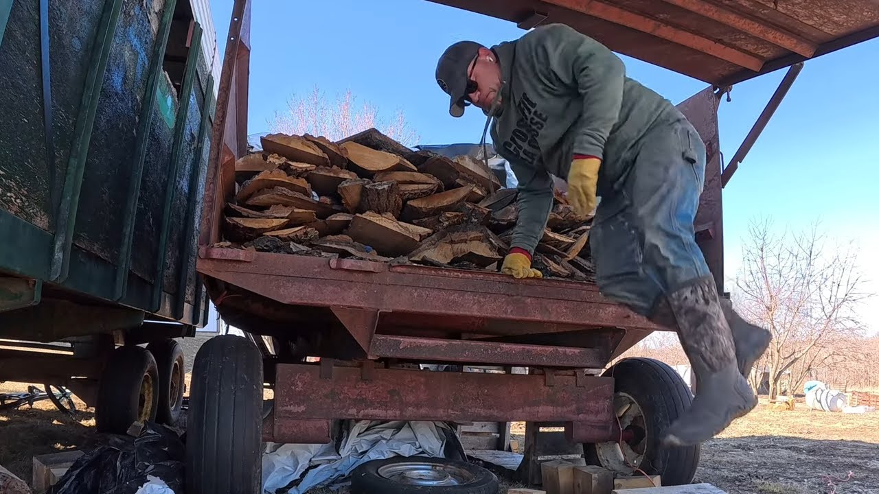 Cheap Homestead Heat with Amish Sawmill Slab Wood - YouTube