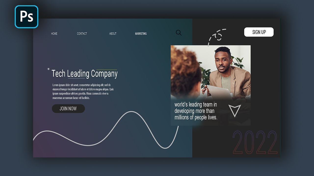 Simple Company UI Design In Photoshop ( UI/UX ) - YouTube