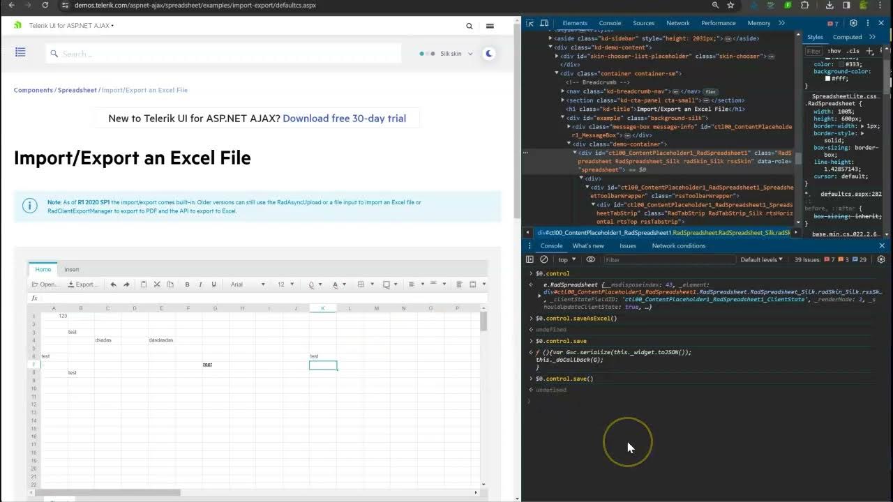 Saving RadSpreadsheet content on the client - YouTube