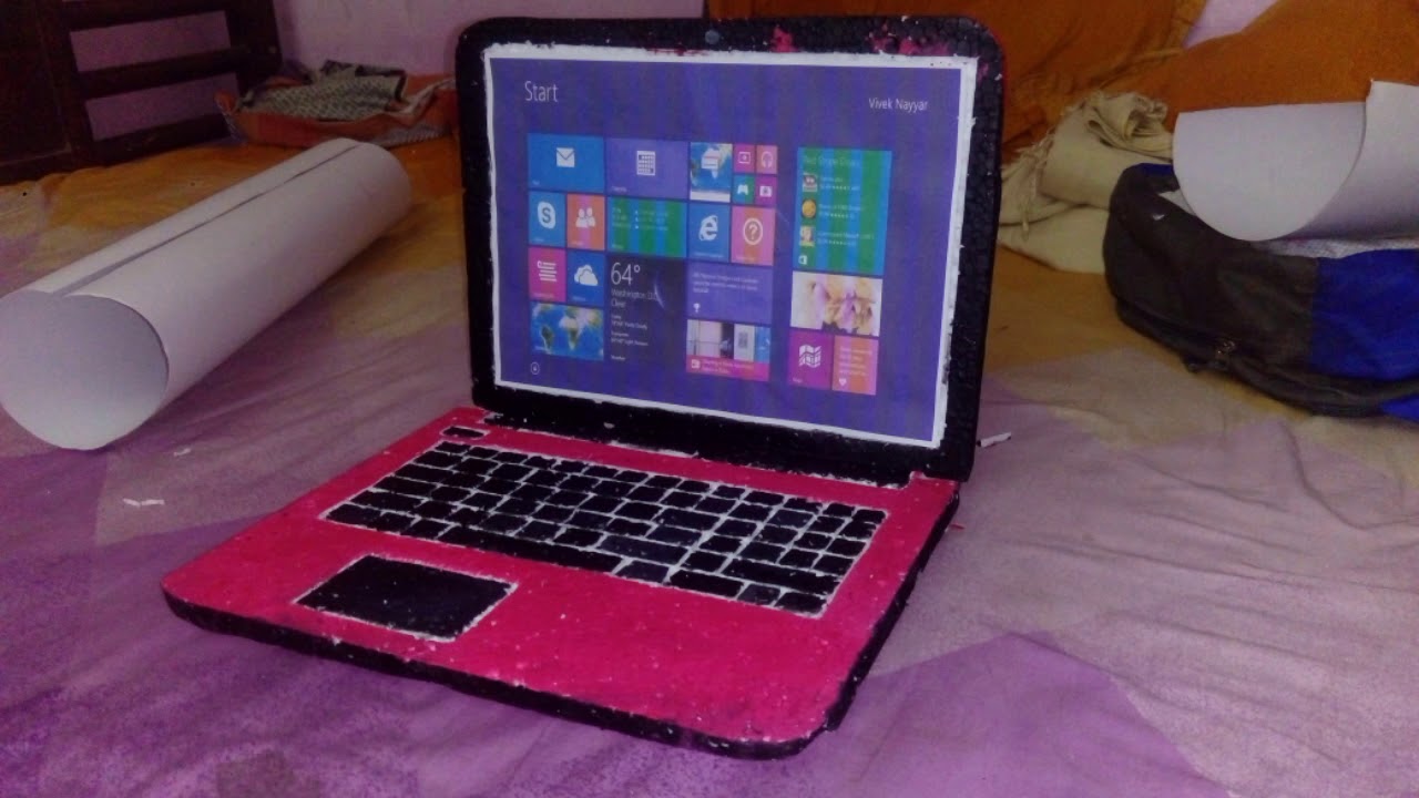 Laptop Model by thermocol....https://youtu.be/OTsuAprmE6I checkout this ...