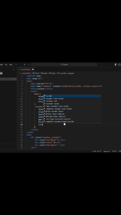 Counter Using Html Css And Js Html Html5 Javascript React Css3