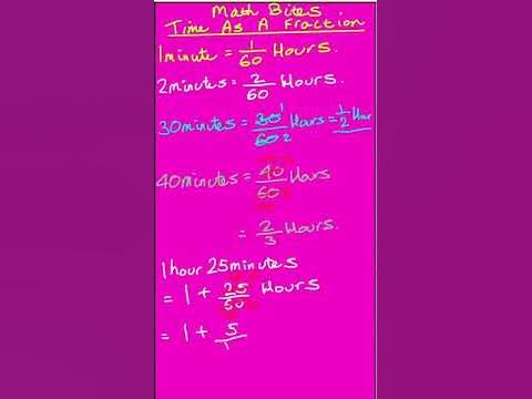 Maths Bites - Time As A Fraction - Convert Minutes Into Fractions Of An ...