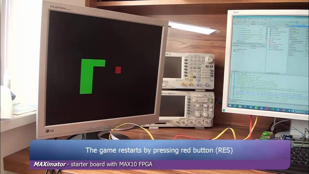 MAXimator (Altera MAX10 FPGA) example project: Snake game with VGA output - YouTube