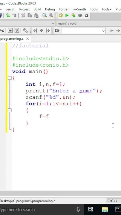 Factorial C Programming Programming Coding Cprogramming Shorts