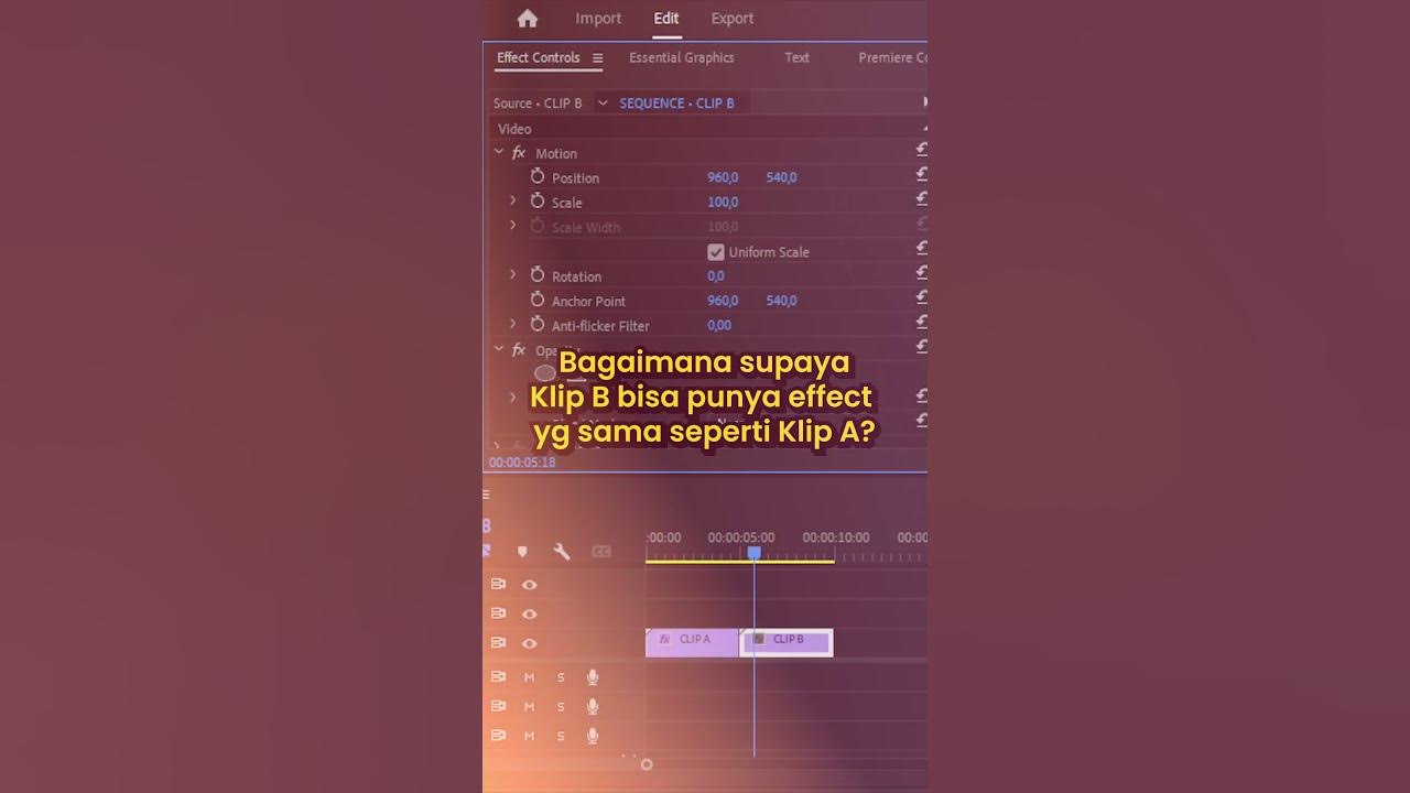 Tutorial Copy Paste Effects Attributes di Adobe Premiere Pro! - YouTube