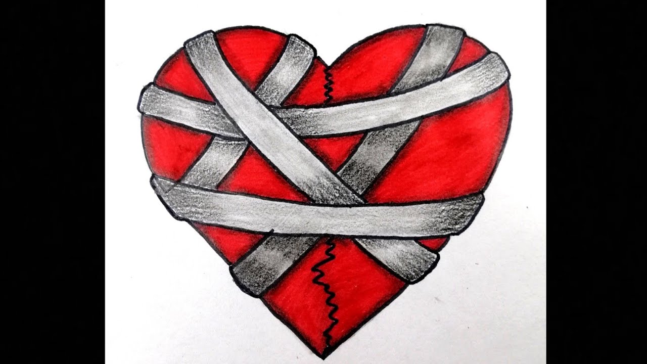 How to draw a 3D Mending heart | Easy step by step drawing tutorial for ...