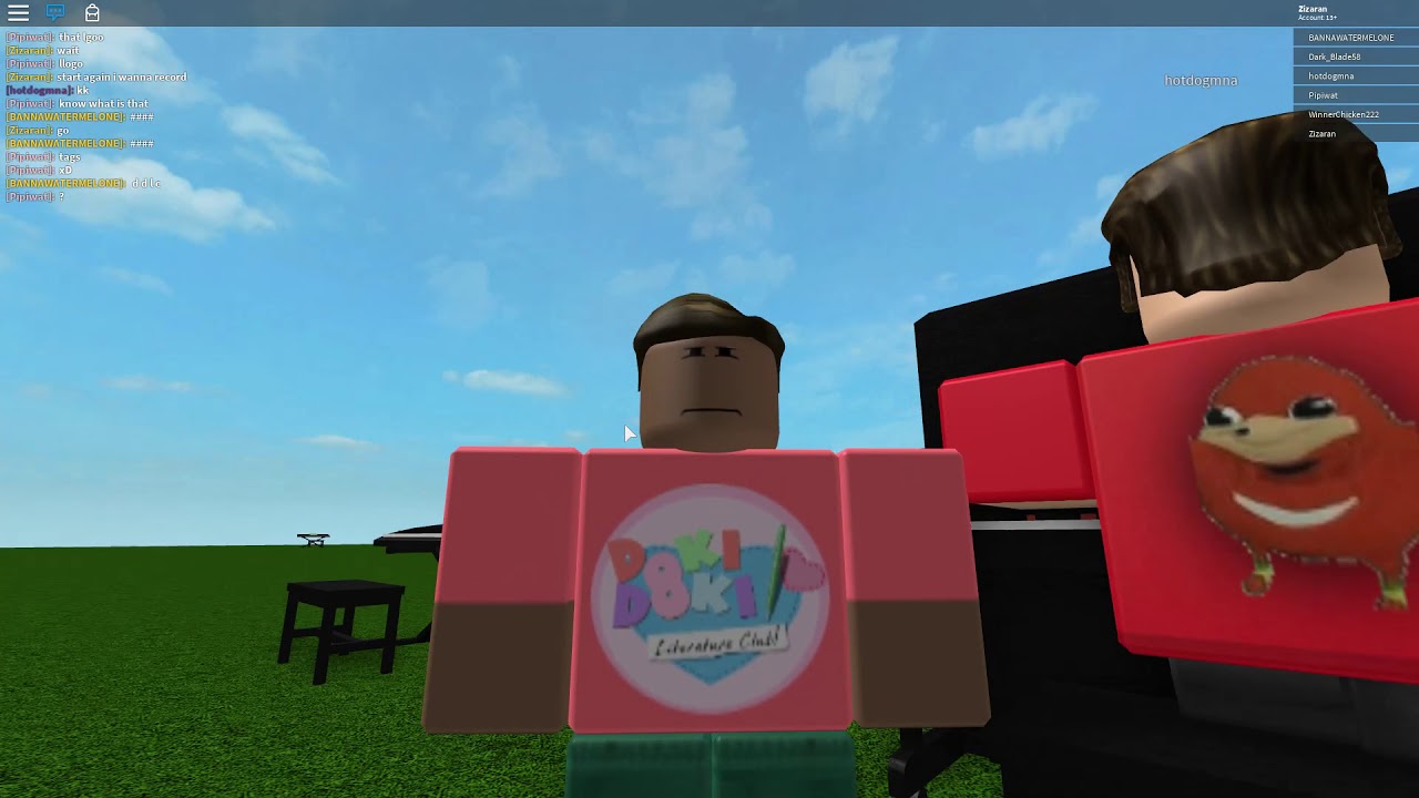 guy on roblox plays doki doki literature club song - YouTube