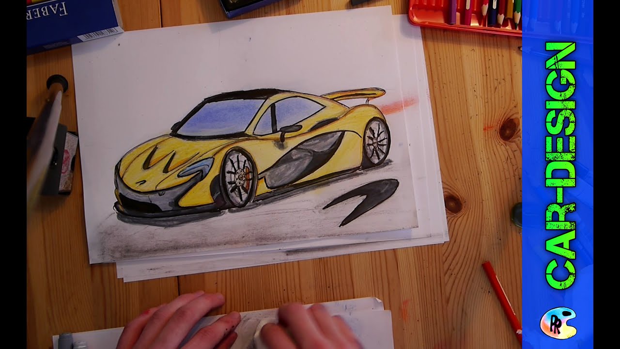 McLaren P1 speed draw / speed drawing McLaren 2015 yellow / orange ...