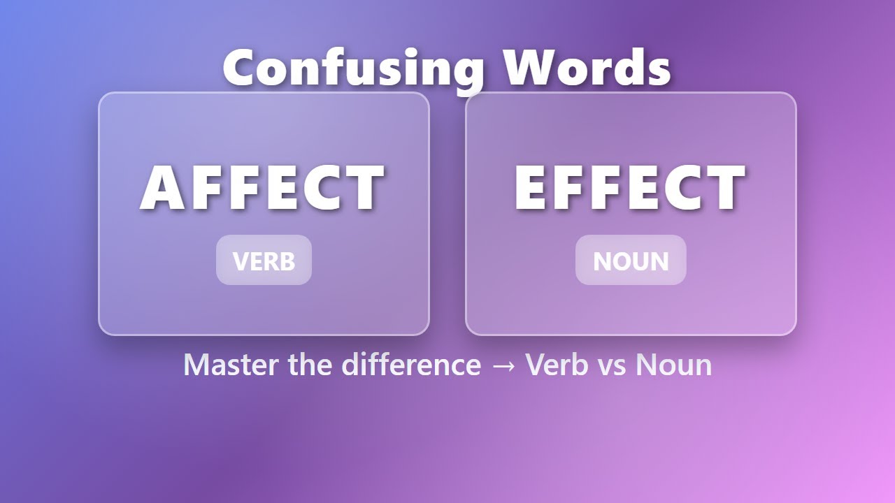 Affect vs Effect: Verb vs Noun Explained Simply - YouTube