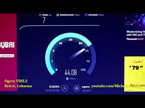 Ogero VDSL2 Speed Test, Beirut, Lebanon (2019-01-23) - YouTube