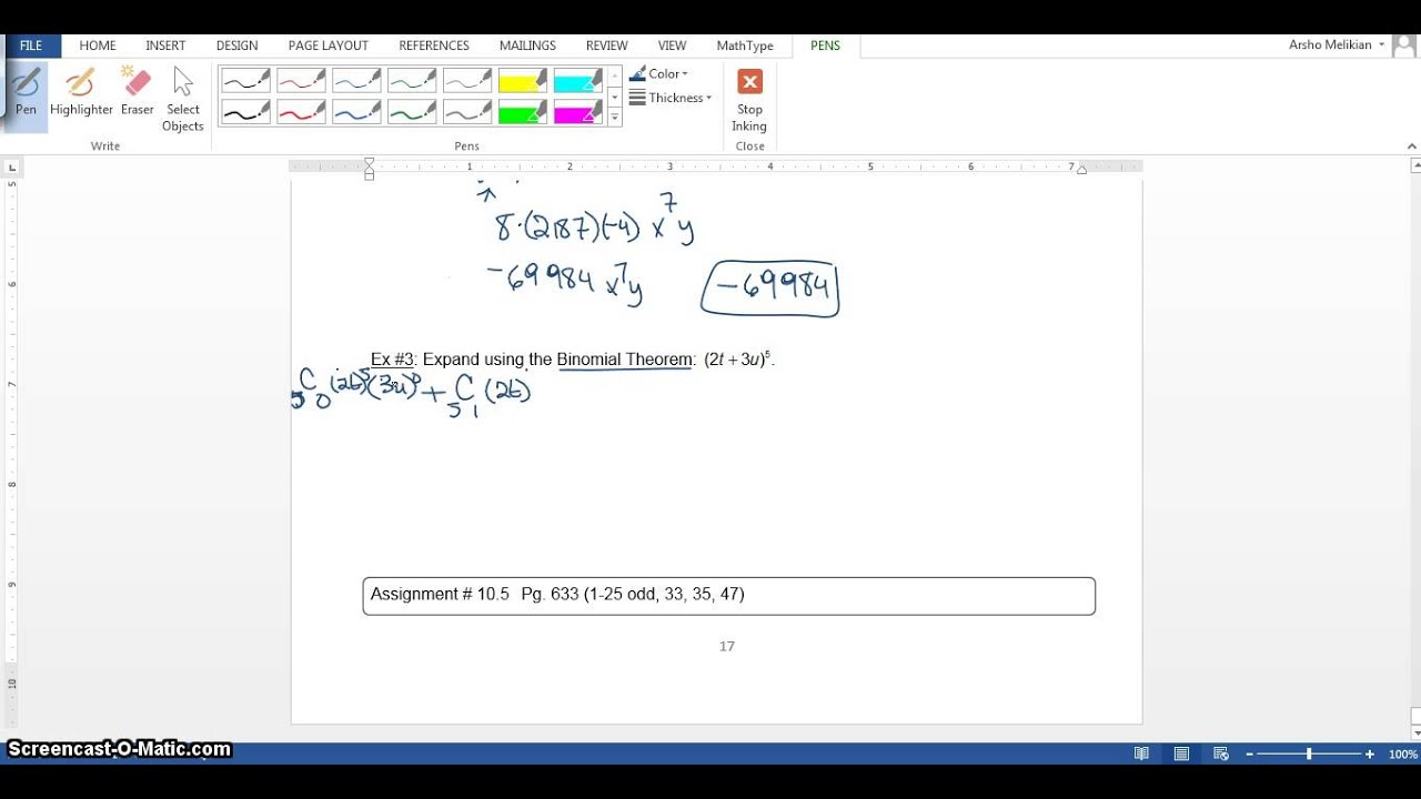 10 5 Binomial Theorem - YouTube