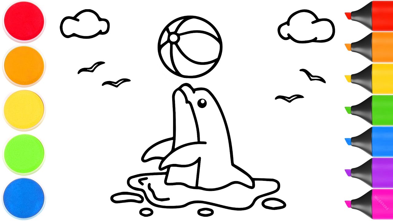 How to draw a playful dolphin | step by step - YouTube