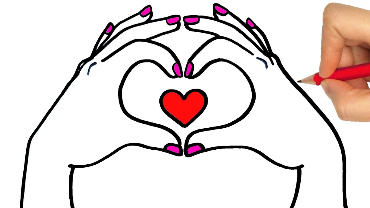HOW TO DRAW A HEART HAND - YouTube