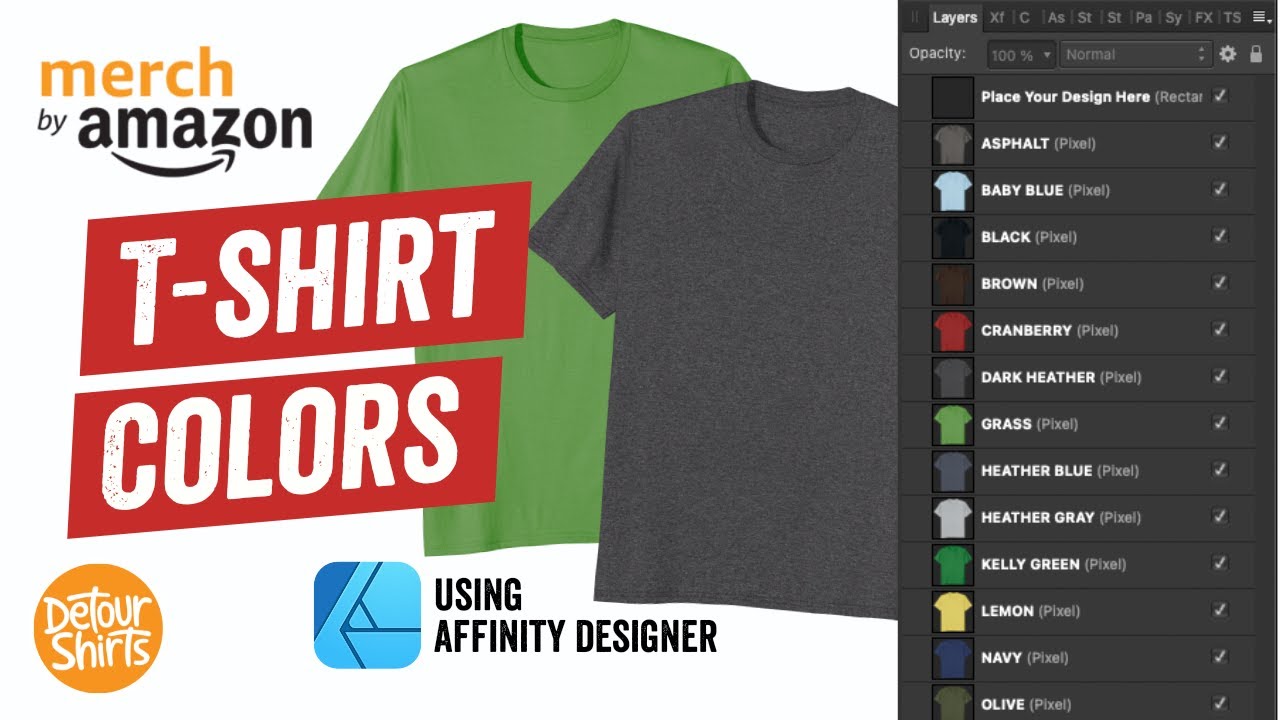 Preview Merch by Amazon T-Shirt Colors in Affinity Designer | FREE ...
