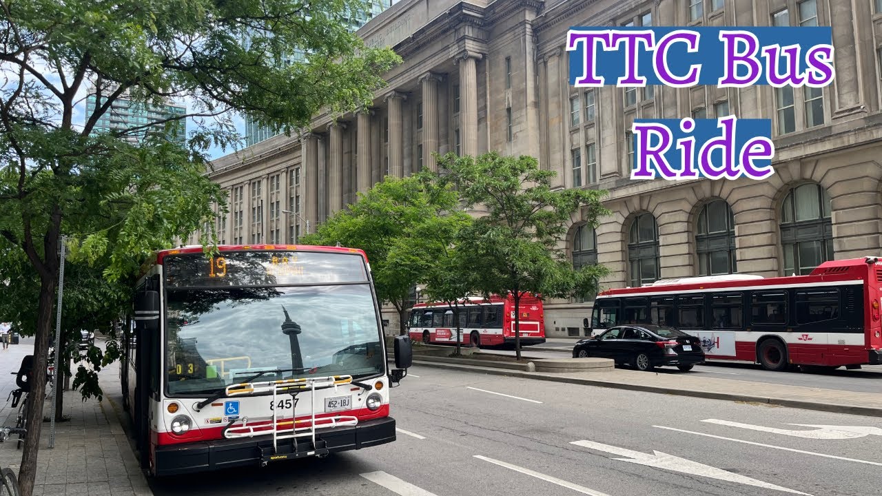 Toronto TTC 19 Bay Bus Ride - Front Street West to Bloor Street West 6 ...