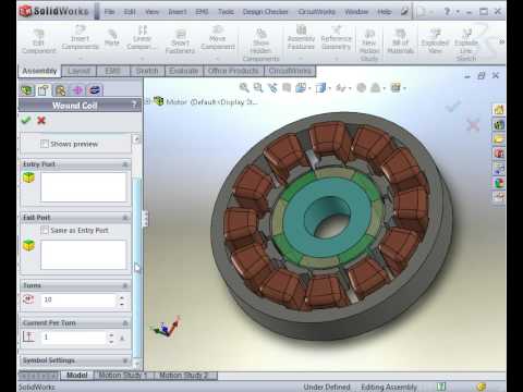 Magnetostatic and Thermal Analyses of a DC Motor, using EMS in SolidWorks part 1 of 2