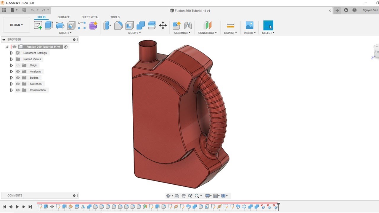 Fusion 360 Tutorial #11 | 3D Model Plastic bottle - YouTube