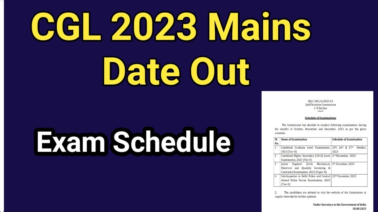 SSC CGL 2023 Mains Exam Date Out | SSC Exam Schedule - YouTube