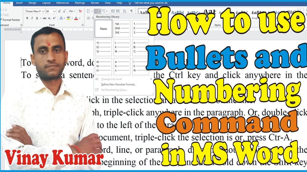 How to use Bullet and Numbering in Ms Word.@Astha Computer Foundation ...