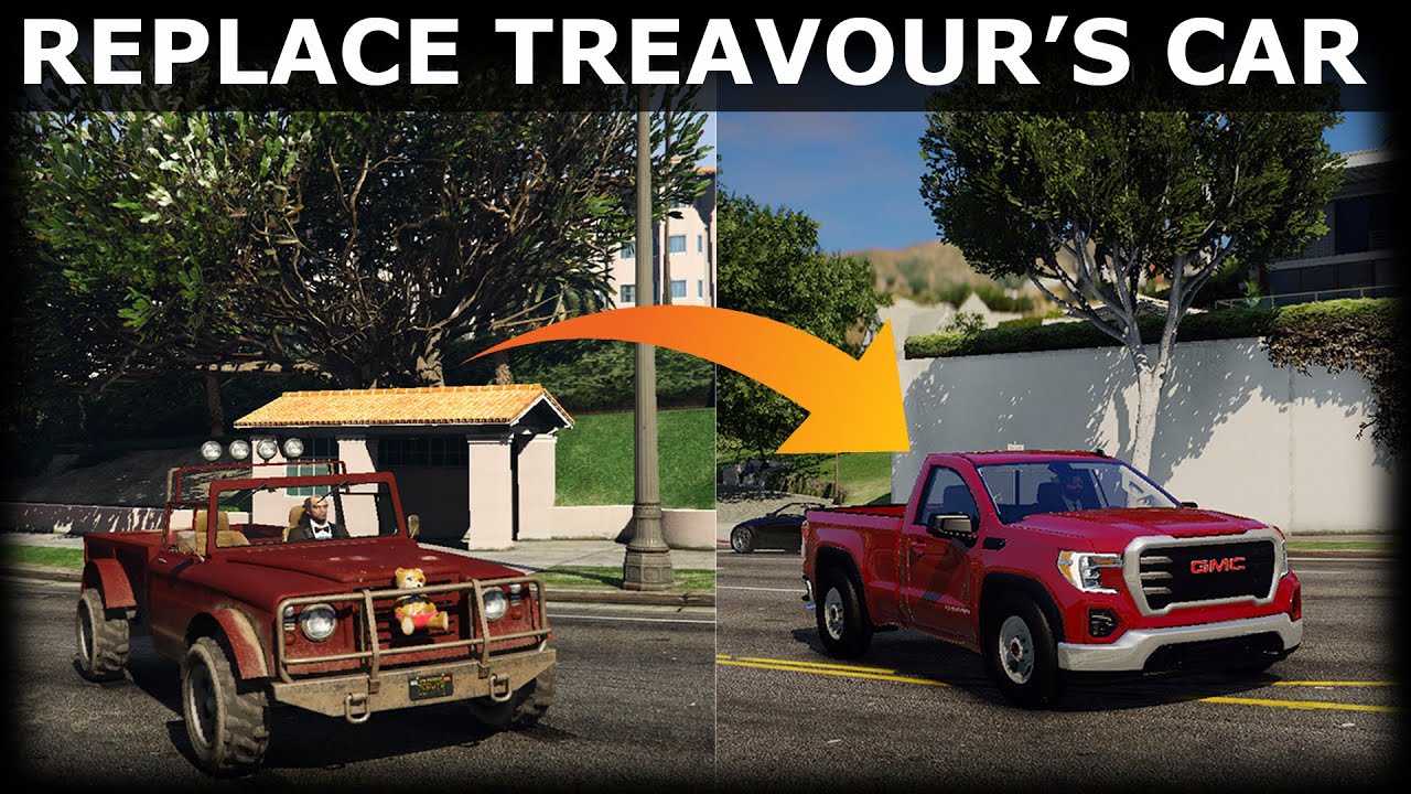 REPLACE TREAVOUR ORIGINAL CAR TO GMC SIERRA 2020 l GTA V MODS - YouTube