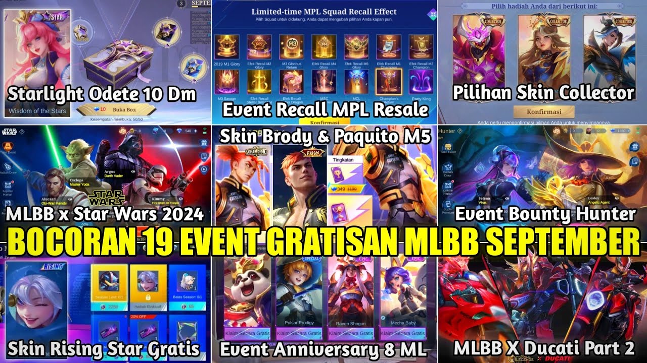 BOCORAN JADWAL RILIS 19 EVENT GRATISAN MOBILE LEGENDS SEPTEMBER 2024 ...