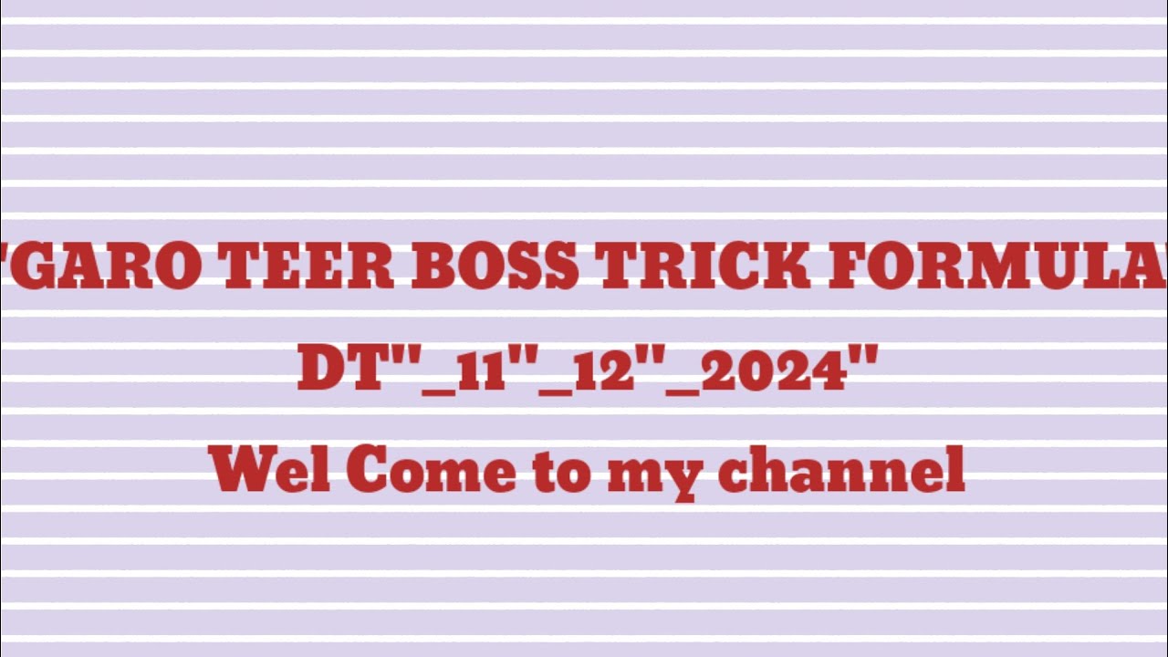 No Risk High Profit /"11" Dec"2024" (Garo teer boss trick formula) _H/E"_💥💥 - YouTube