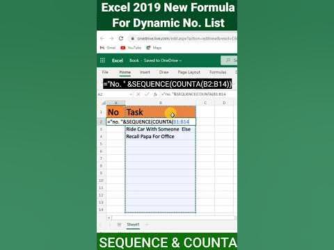 Excel Most Important formula for Dynamic Number List | #excel #exceltutorial #sequence #shorts ...